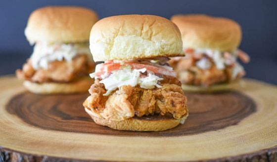 Fried Chicken Sliders with Slaw - Domestic Dee